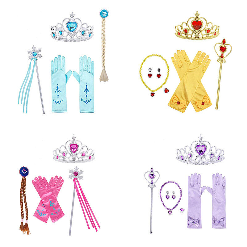 Beauty Princess Crown Set For Girls Baby Queen Crown Headdress Fashion Children Queen Princess Dress Up Jewelry