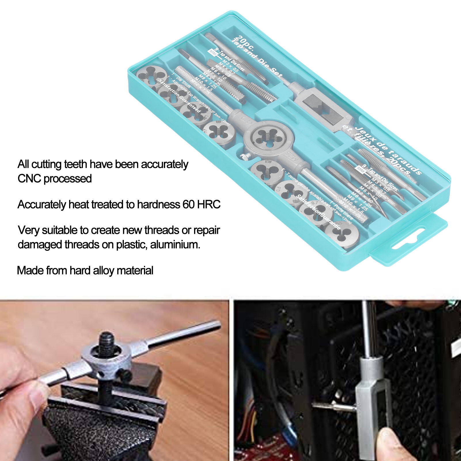 Метрический метчик и набор матриц. Изысканный процесс термообработки с ЧПУ. Метчик с метрической резьбой высокой твердости 60HRC.