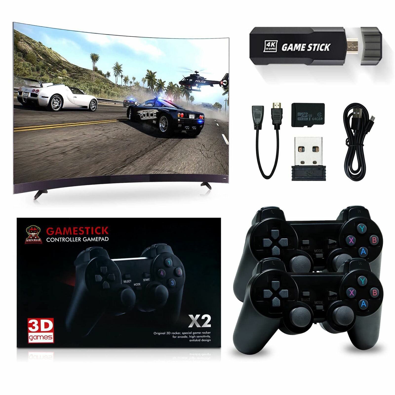Игровая консоль GD10 в стиле ретро, поддерживающая более 20 000 игр (64G)