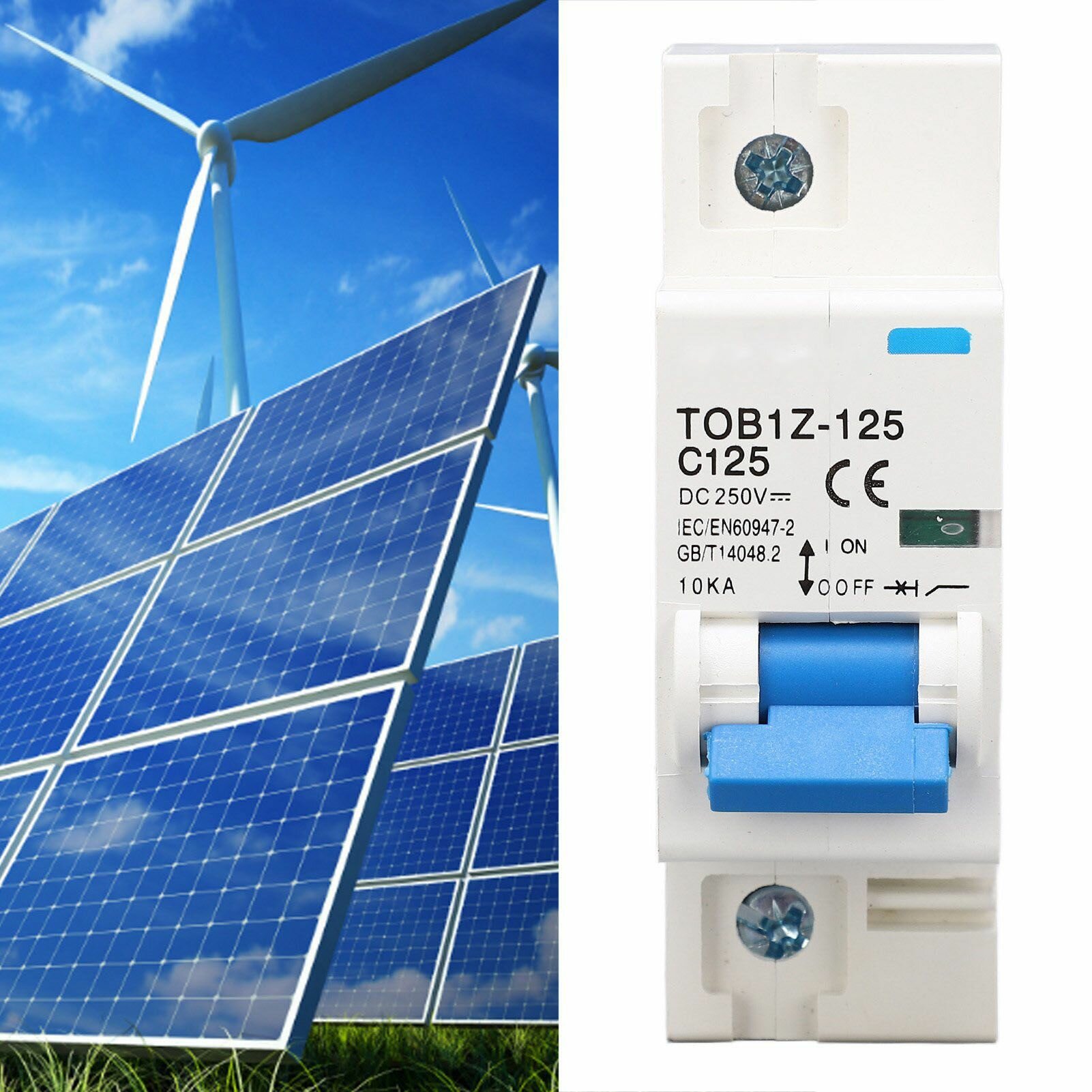 Миниатюрный автоматический выключатель постоянного тока 1P 125A 250V для крепления на DIN-рейку для солнечной фотоэлектрической системы TOB1Z 125 C125