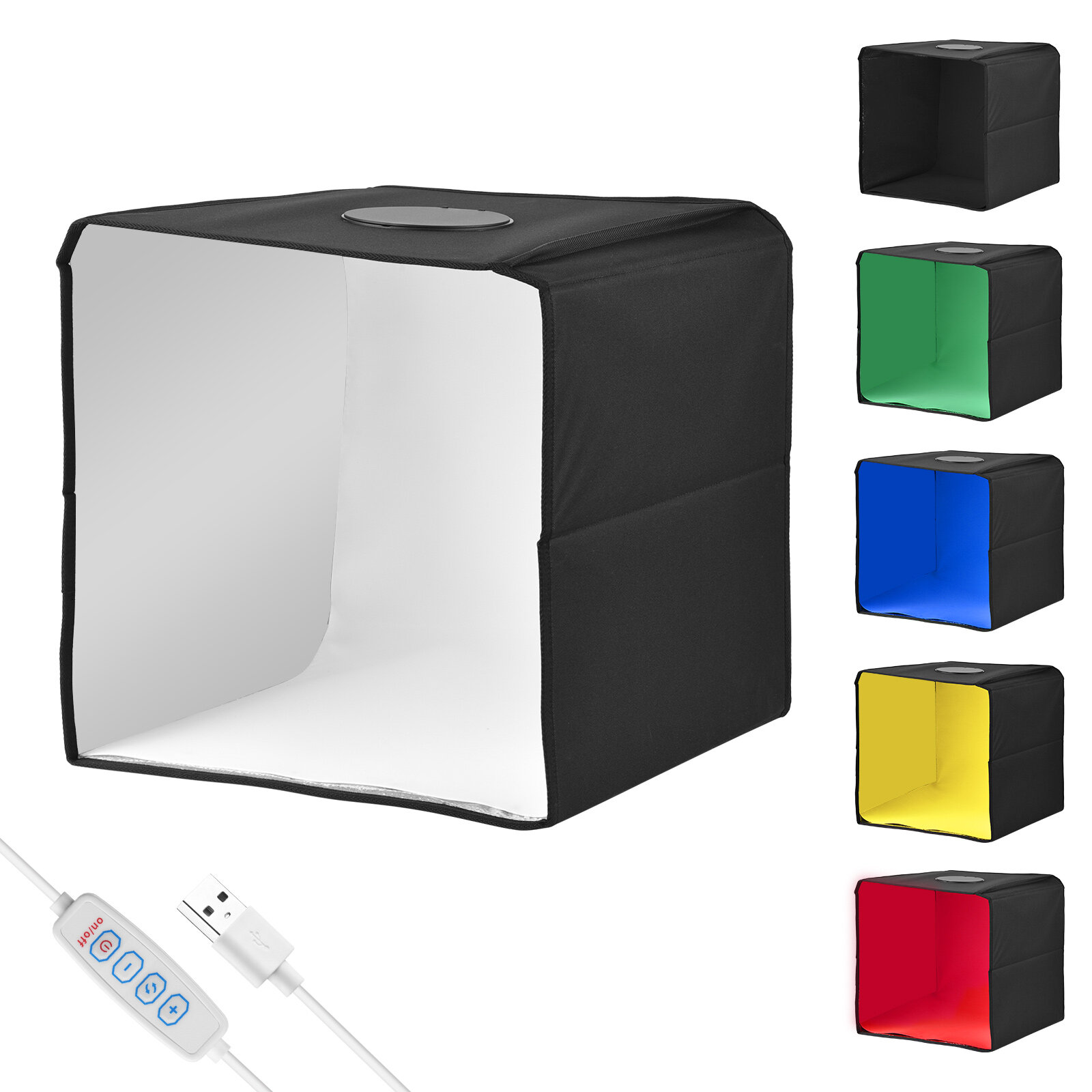 Легкий миниатюрный фотобокс 30x30x30cm/11.8x11.8x11.8 дюймов с 6 подложками USB-питанием для студийной фотографии товаров черного цвета