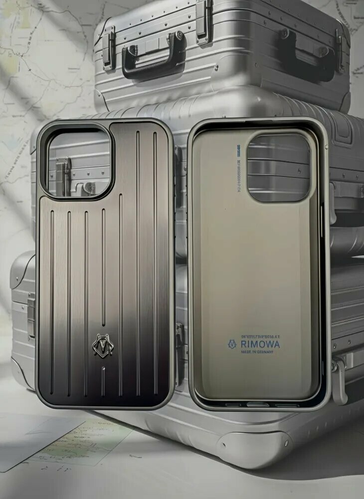 Чехол для iPhone 16 Pro RIMOWA, алюминиевый, с дизайном чемодана, противоударный