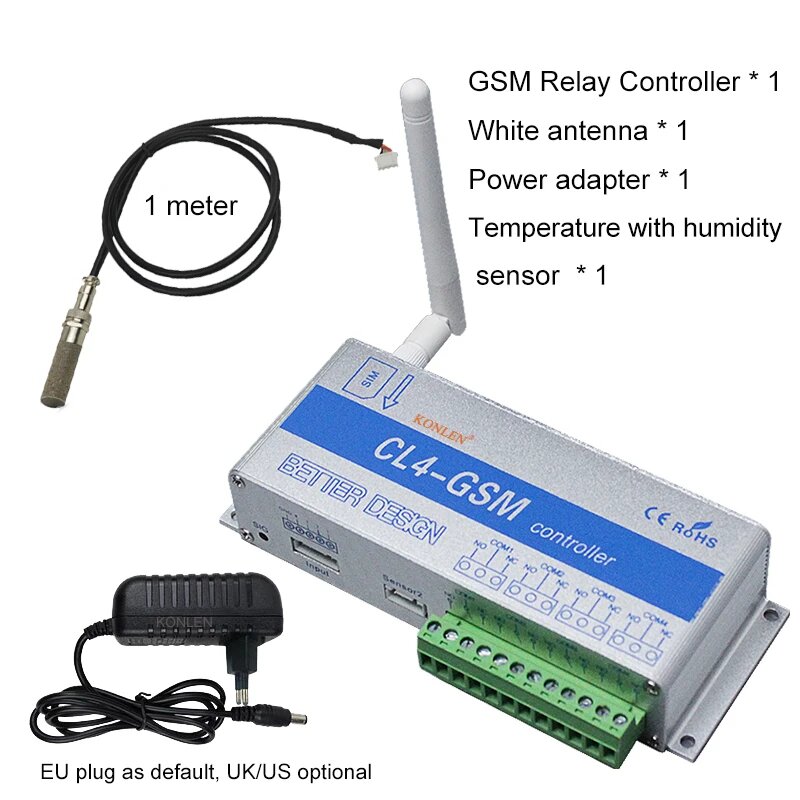 KONLEN CL4 GSM Релейный контроллер With 1 Hum Sensor