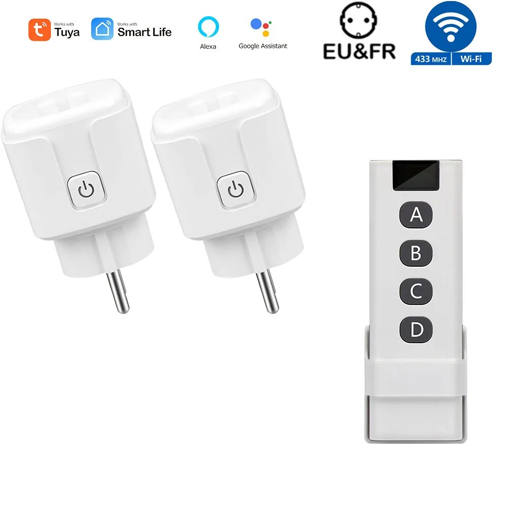 Умная розетка EU WiFi+RF 16A, Цвет: 2S 1T