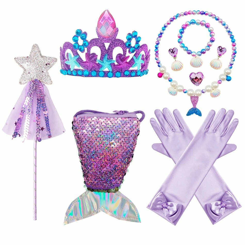 Детский костюм русалки Ариэль PAMABIBI 130cm, Crown Set