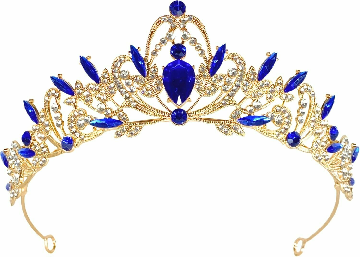 Женский головной убор в виде короны, украшенный сверкающими стразами и кристаллами, подходит для всех размеров головы и идеально подходит для дней рождения в стиле принцессы, свадеб и выпускных вечеров.
