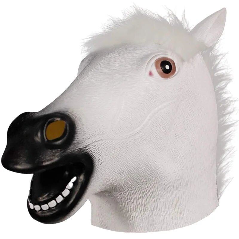 Латексная маска птицы Белый, Horse mask 1