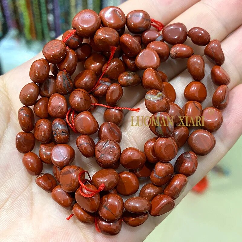 Бусины из натурального камня LUOMAN XIARI 8-10 мм, турмалин, ларимар, топаз, Коричневый, red jasper