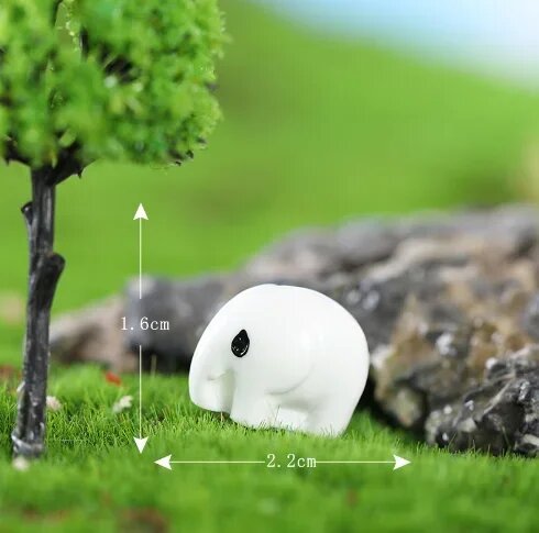 Миниатюрные слоны MOONBIFFY полимерные Зеленый, 2cm white elephant