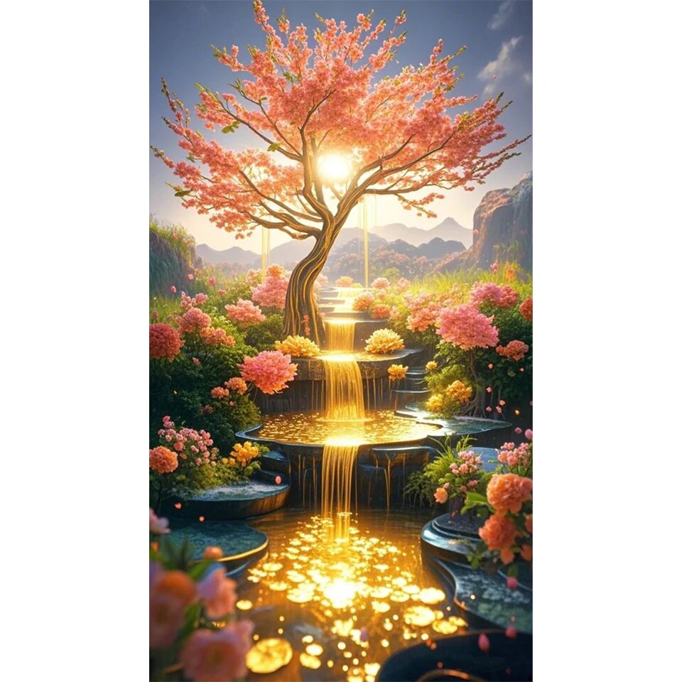 Большой DIY Древо Жизни 5D Алмазная картина 30x60cm round, yz952