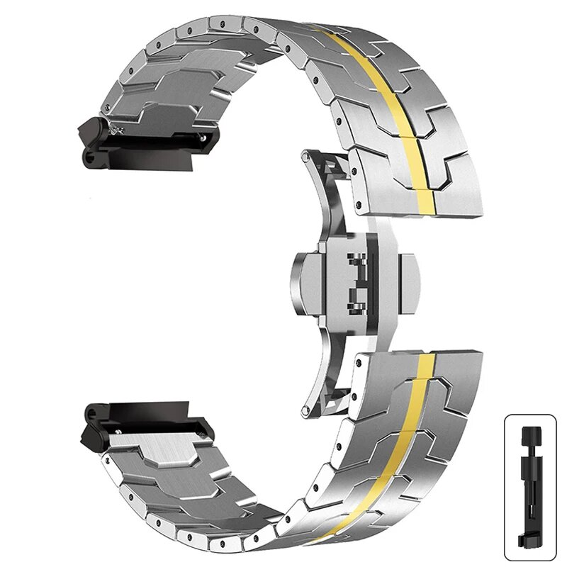 Серый металлический ремешок для часов Amazfit T-rex 2/3 Pro Silver Gold-T