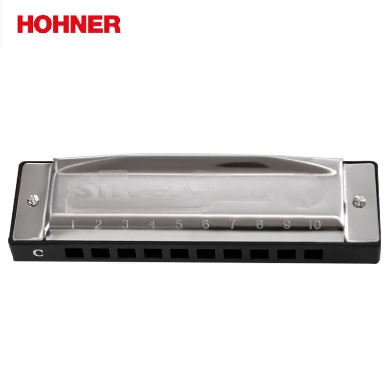 Hohner 10-луночная губная гармошка Silver Star Key C