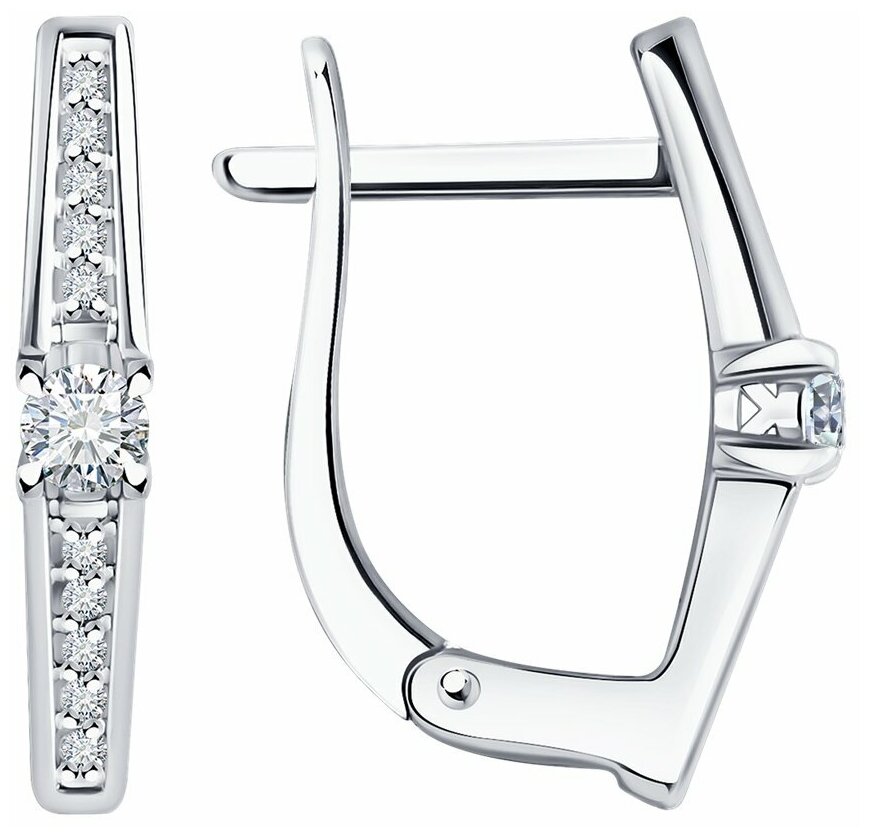 Серьги, белое золото, 585 проба, бриллиант