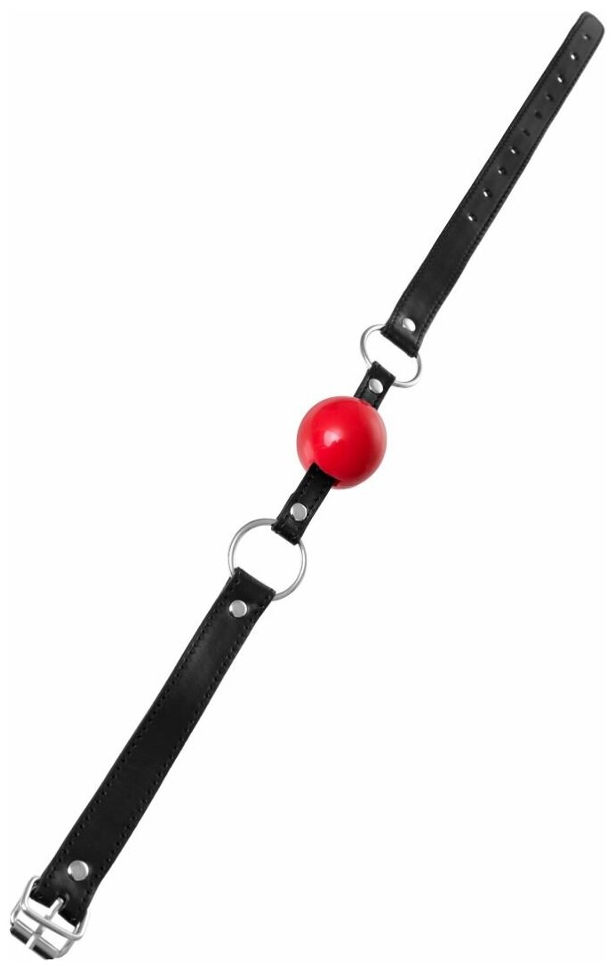 Красный кляп-шар на черных ремешках Anonymo,64 см, красный с черным, искусственная кожа, Унисекс, BDSM, садо-мазо товары