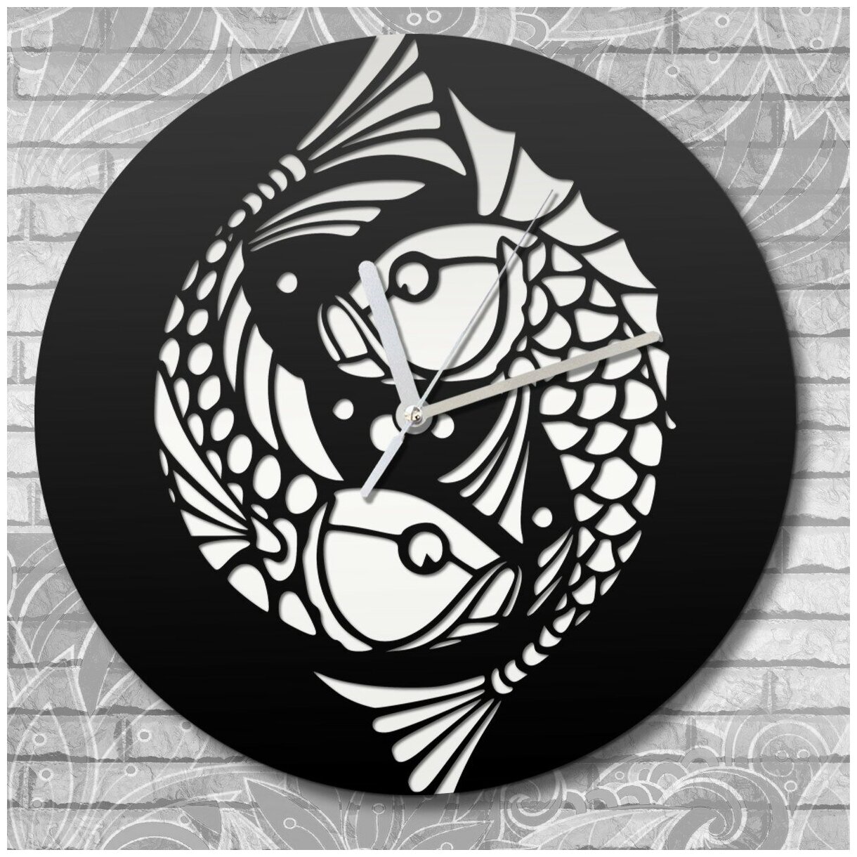 Настенные часы деревянные бесшумные животные рыбы - 289