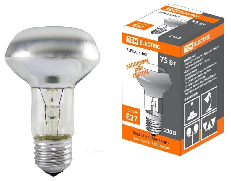 Лампа накаливания зеркальная R63-75 Вт-230 В-Е27 TDM SQ0332-0031 (Артикул: 4100004174)