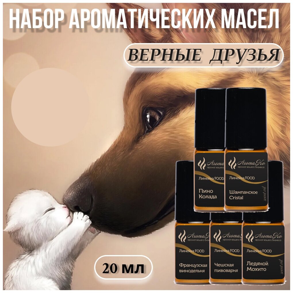 Набор ароматических масел "верные друзья" по 20 мл для увлажнителей воздуха, аромалампы, ароматерапии, свечей, мыла,5 шт