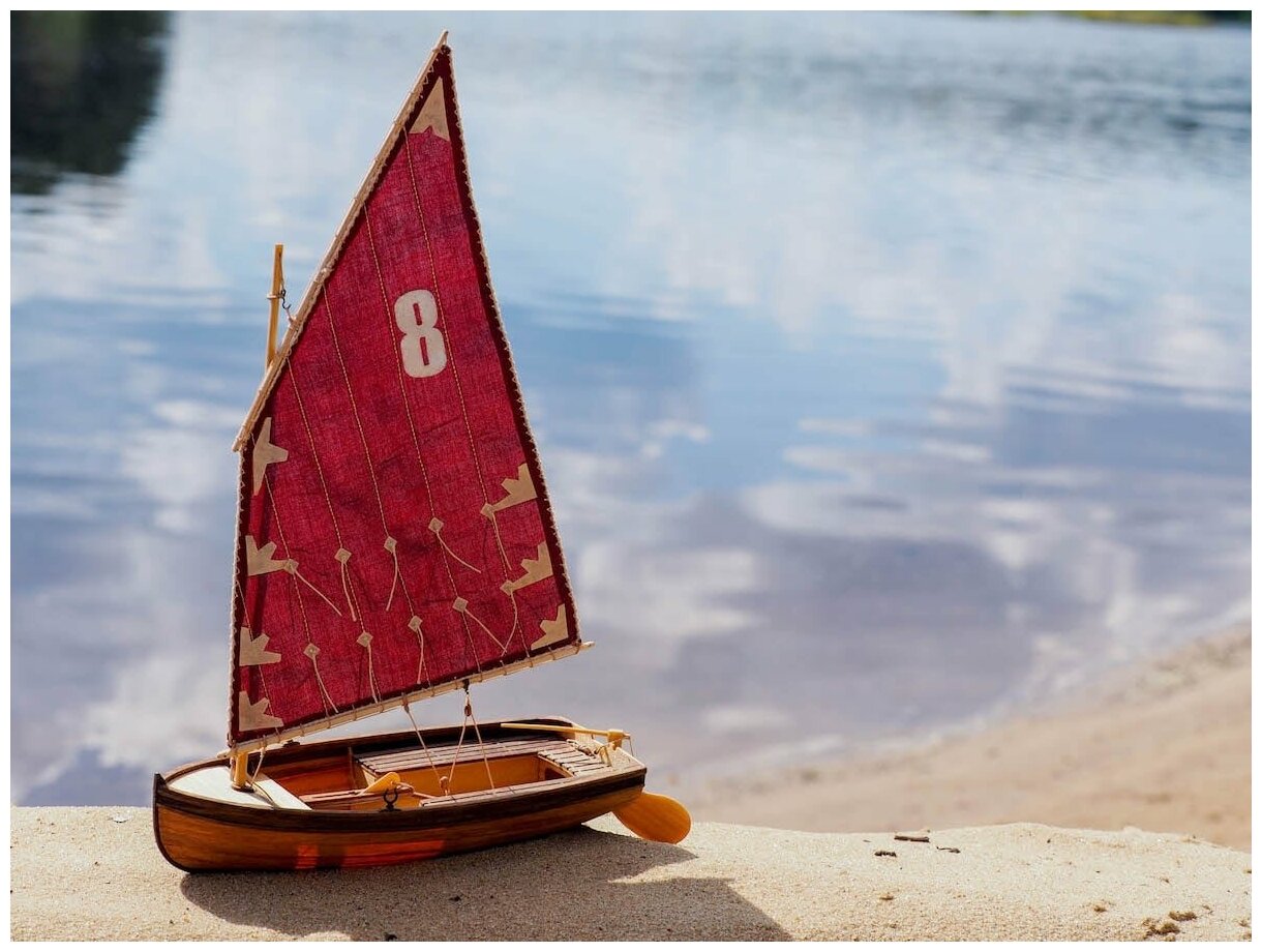 Швертбот 12 футов, сборная модель парусного корабля, 90 часов, М.1:24