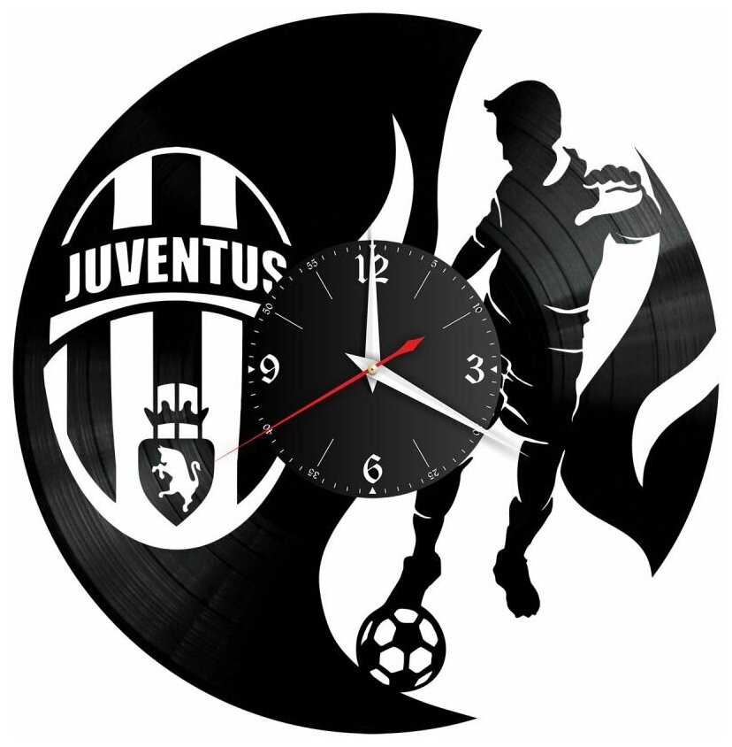 Часы из винила Redlaser "ФК Ювентус, Juventus, футбол, мяч" VW-11030