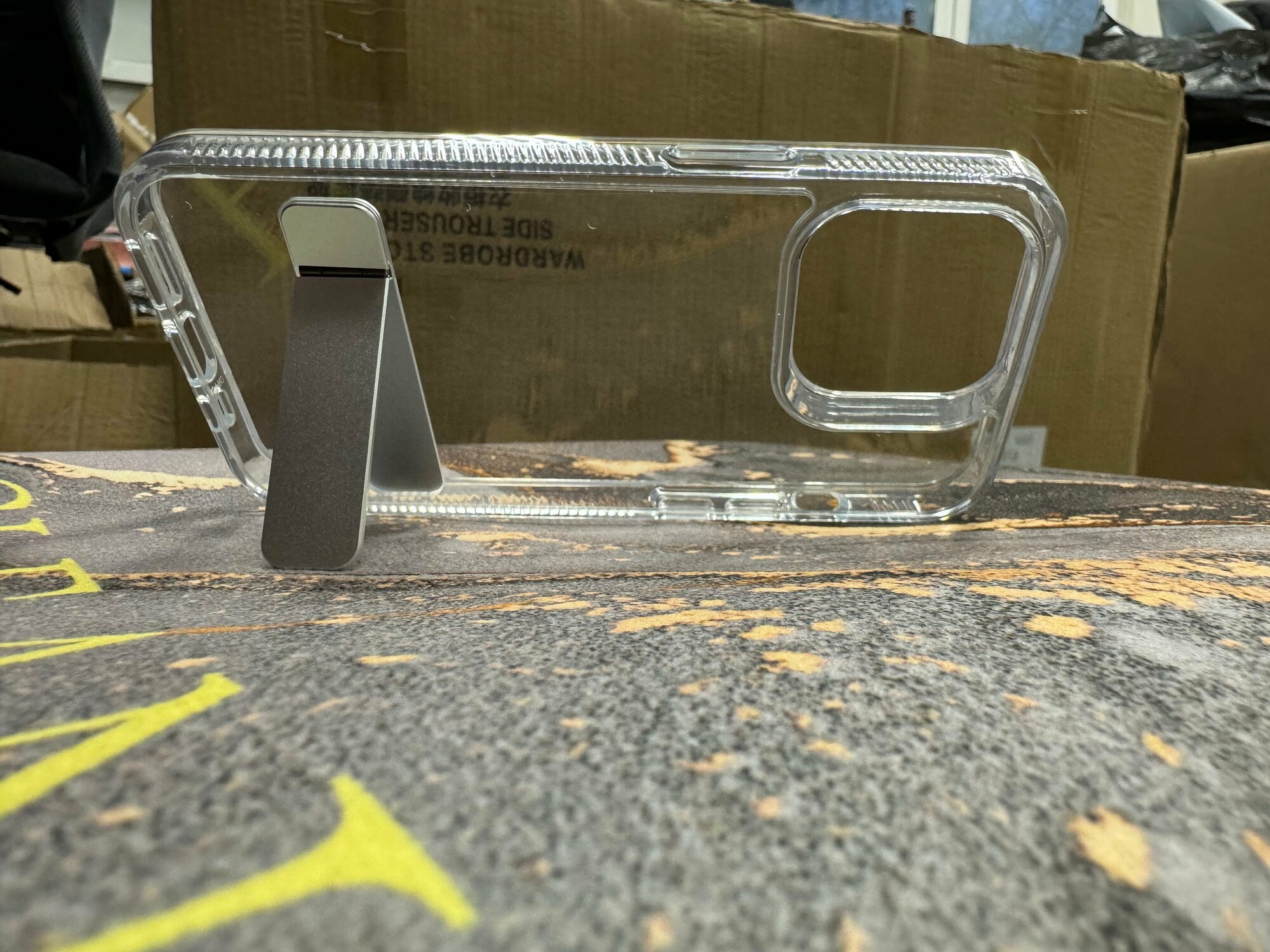 Чехол панель накладка бампер MyPads Ciak для iPhone 14 Pro пластиковая крышка полная окантовка с выдвижной ножкой подставкой полностью прозрачный .