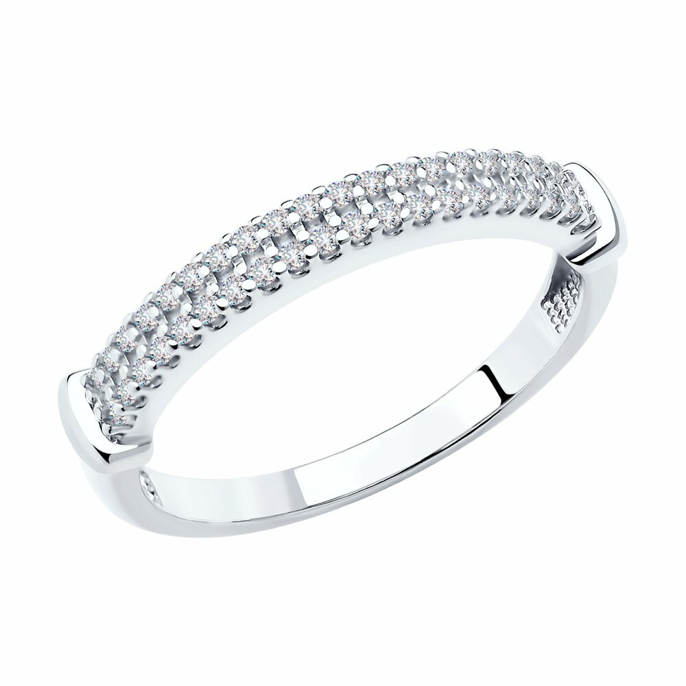 Кольцо, серебро, 925 проба, родирование, фианит