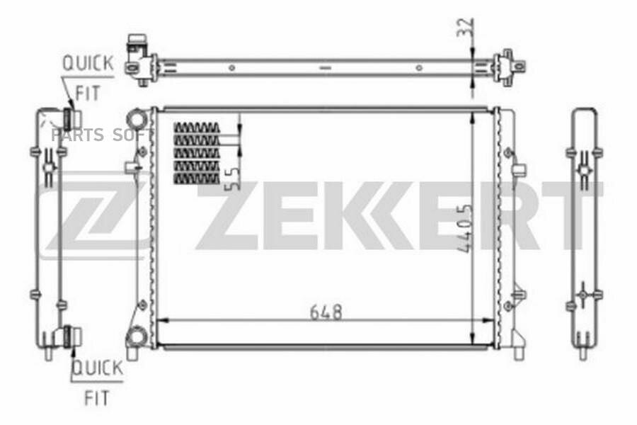 ZEKKERT MK-1610 Радиатор охлаждения двигателя Audi A3 II 03- TT II 06- Skoda Superb (3T_) 08- VW Jetta III IV 0 ()