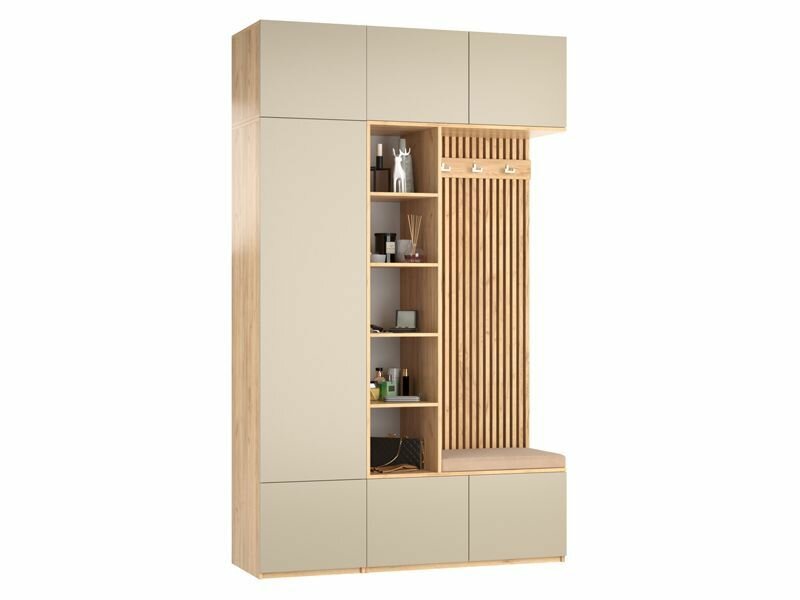 Прихожая в коридор "Дуглас 6" 135х240х50 Дуб крафт золотой / Бромелия