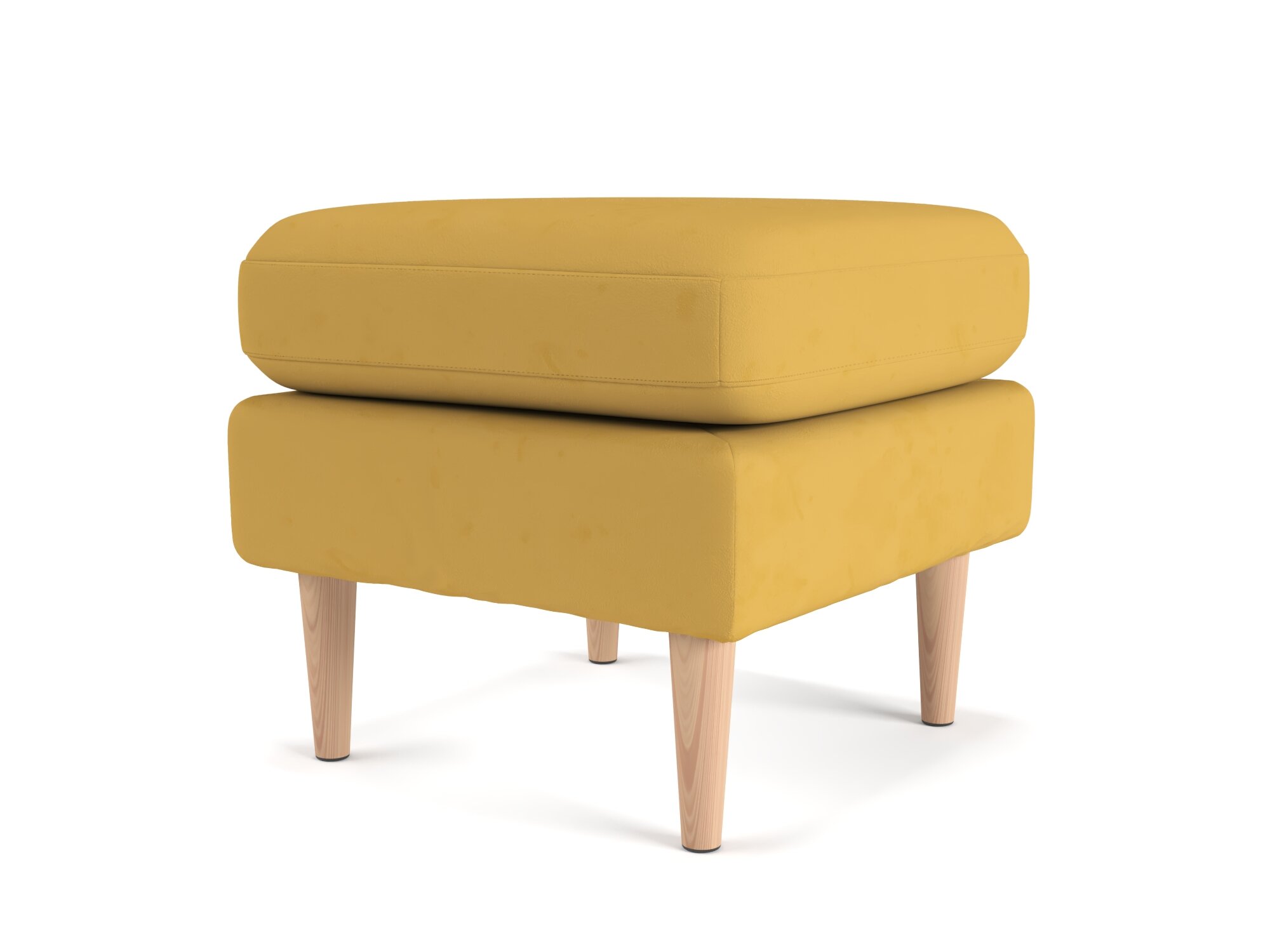 Квадратный мягкий пуф Soft Element Корс Yellow на ножках, в прихожую, пуфик для ног, велюр, стиль современный лофт