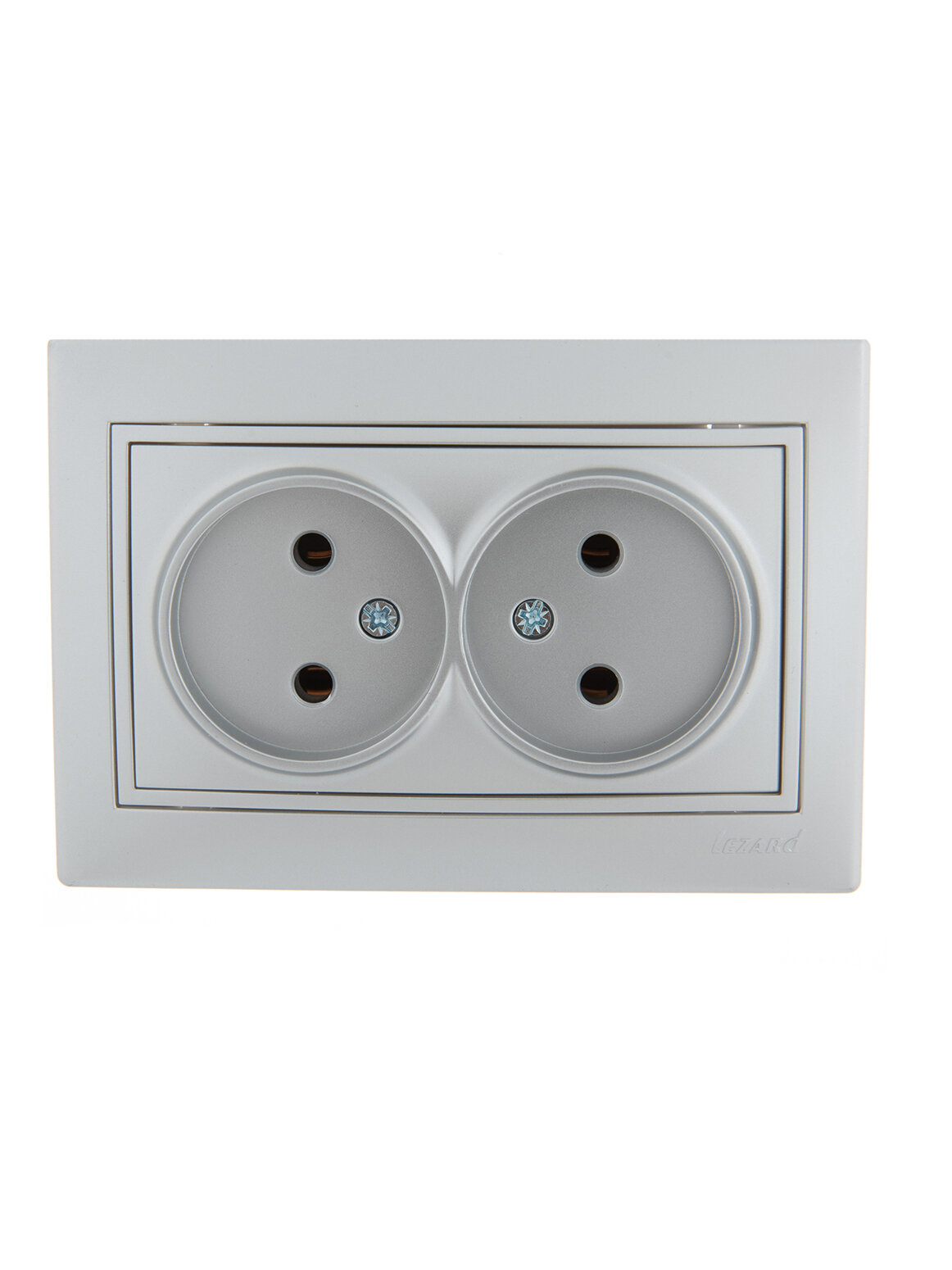 Розетка LEZARD MIRA двойная без заземления керамика метал серый со вставкой