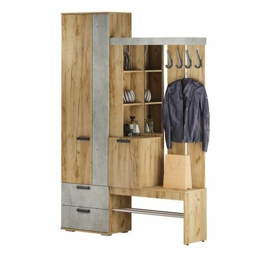 Прихожая Трамп Loft, дуб крафт/бетон, 150 217,6 37,2 см