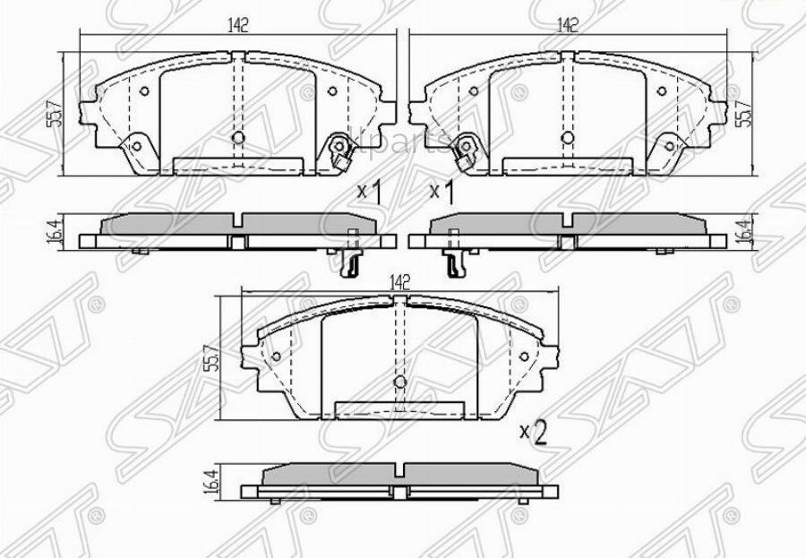 SAT ST-BHY1-33-28ZA Колодки тормозные (Спереди) Mazda 3 13-19 / Axela 13-19