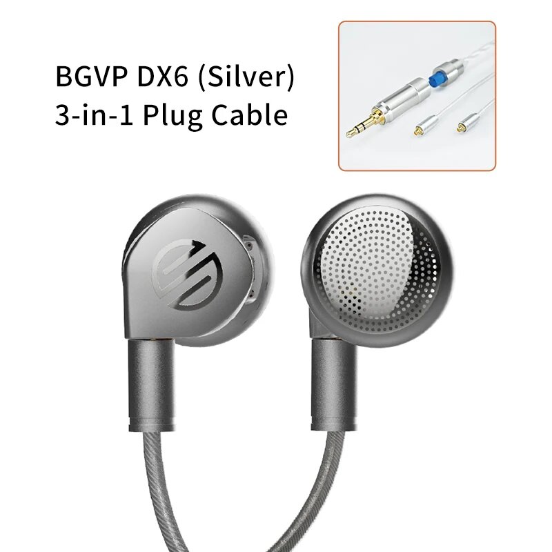 BGVP DX6 проводные Hi-Fi наушники Silver 3-in-1 Plug