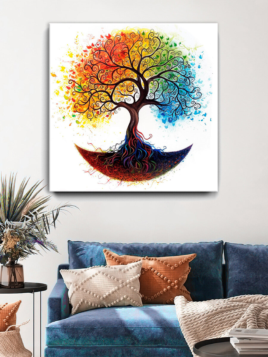 Картина на холсте "Древо Жизни Пастель" 50х50 см