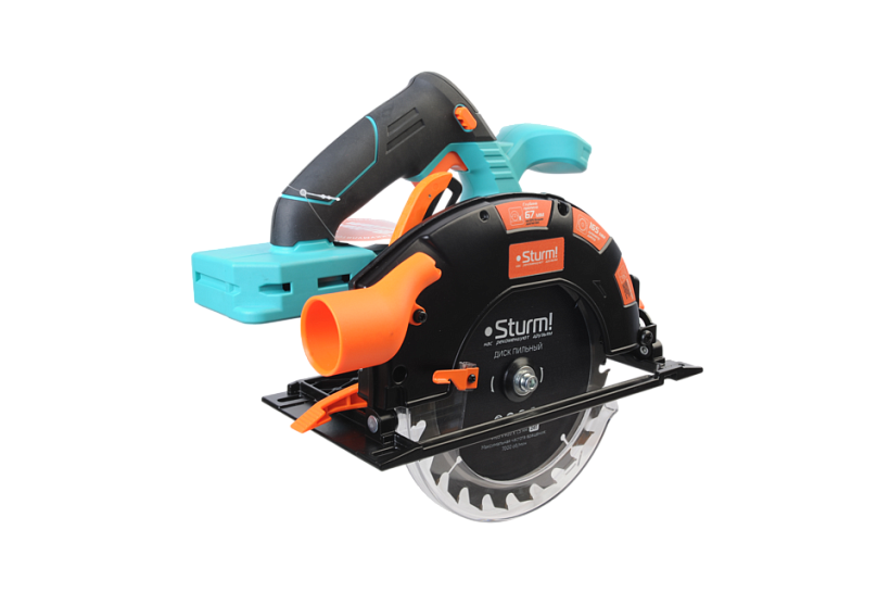 Дисковая пила аккумуляторная Sturm! CCS1867BL Без АКБ и Зарядного устройства аккум. б/щ 18В, 1BatterySystem, 165x20мм, пропил 67мм, коробка