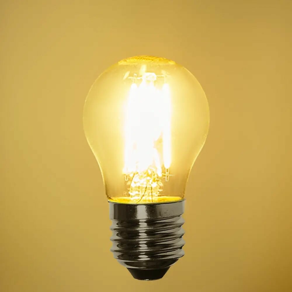 Лампа филаментная E27 220-240 В 5 Вт шар прозрачная 600 лм теплый белый свет