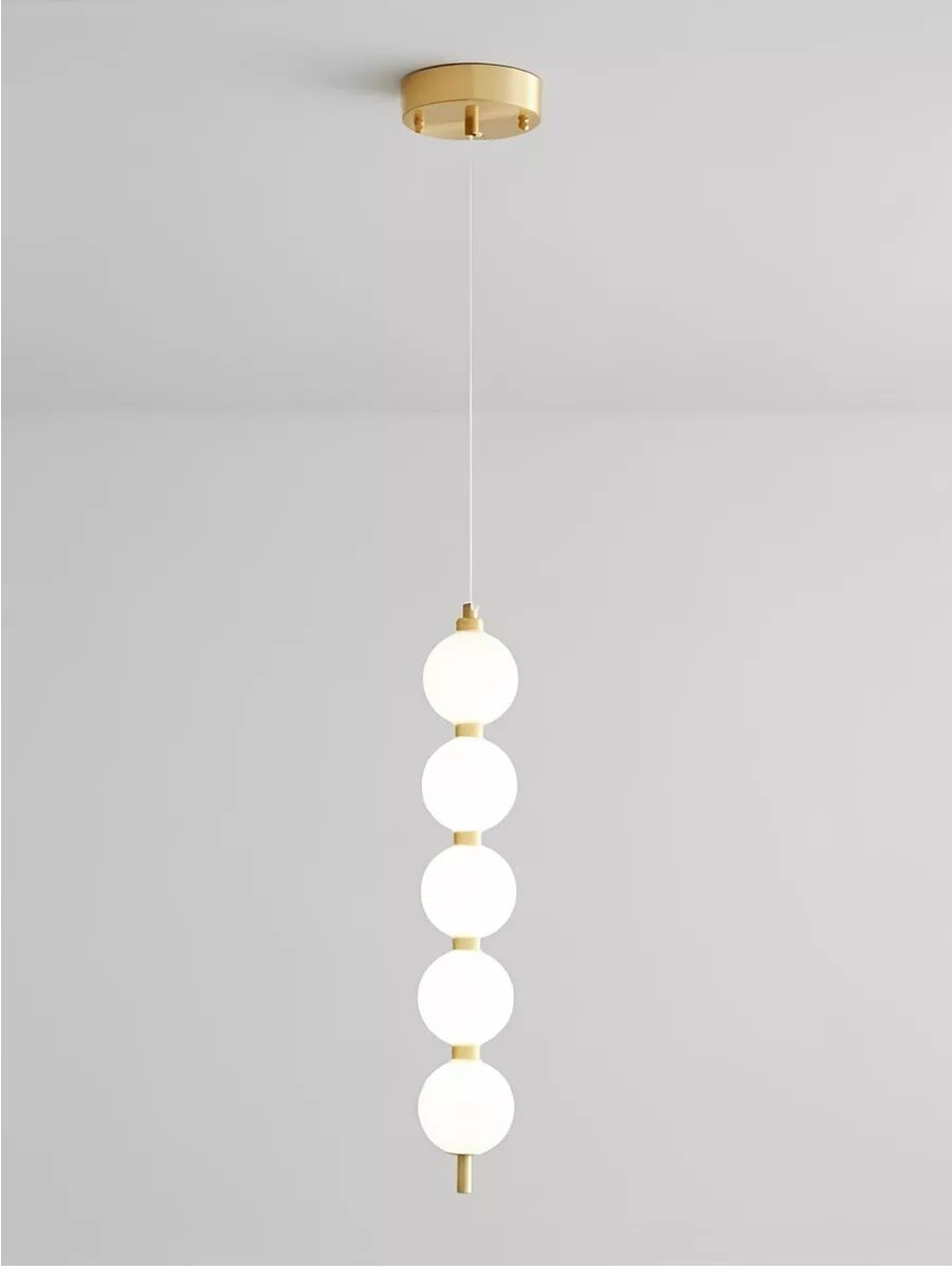Подвесной светильник newrgy lighting 788P-5, латунь, белый матовый, цоколь LED, свет нейтральный белый, для спальни