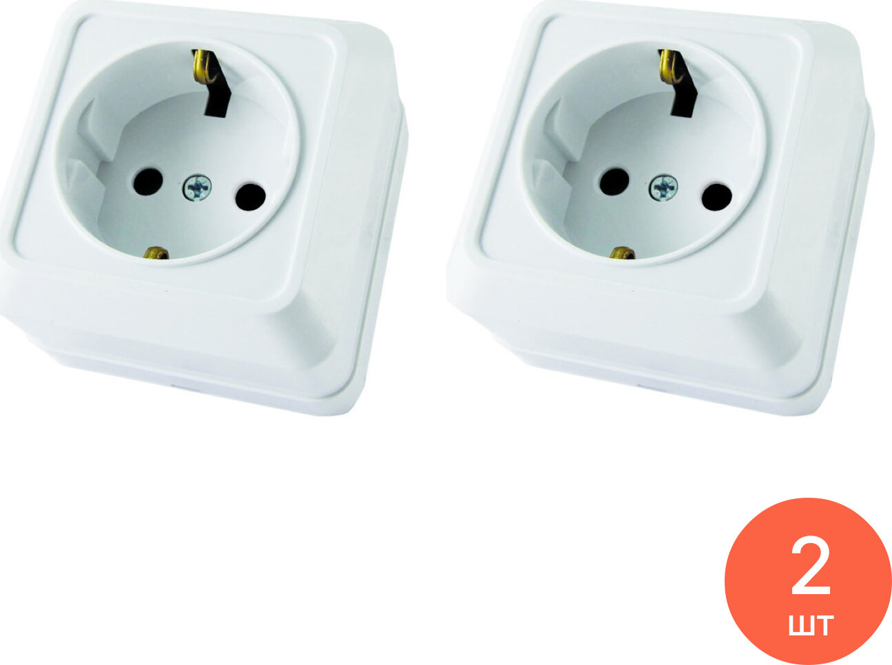 Розетка силовая штепсельная TDM Electric / ТДМ Электрик Ладога 2П+З ОП, 16А 250В IP20, белая керамика с заземляющими контактами, SQ1801-0111 / электрооборудование (комплект из 2 шт)