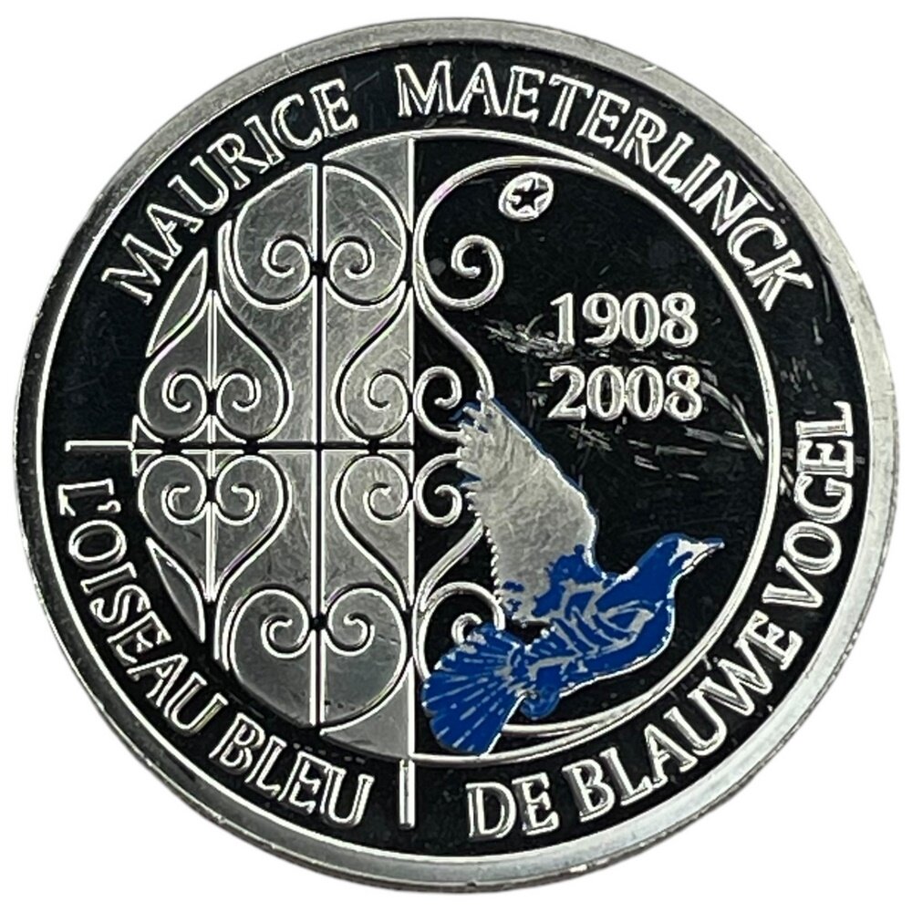 Бельгия 10 евро 2008 г. (100 лет пьесе Мориса Метерлинка "Синяя птица") (Proof)