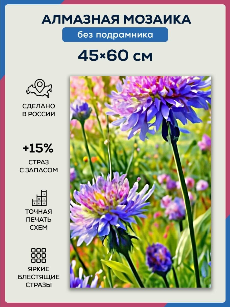 Алмазная мозаика 45x60 Цветы полевые без подрамника