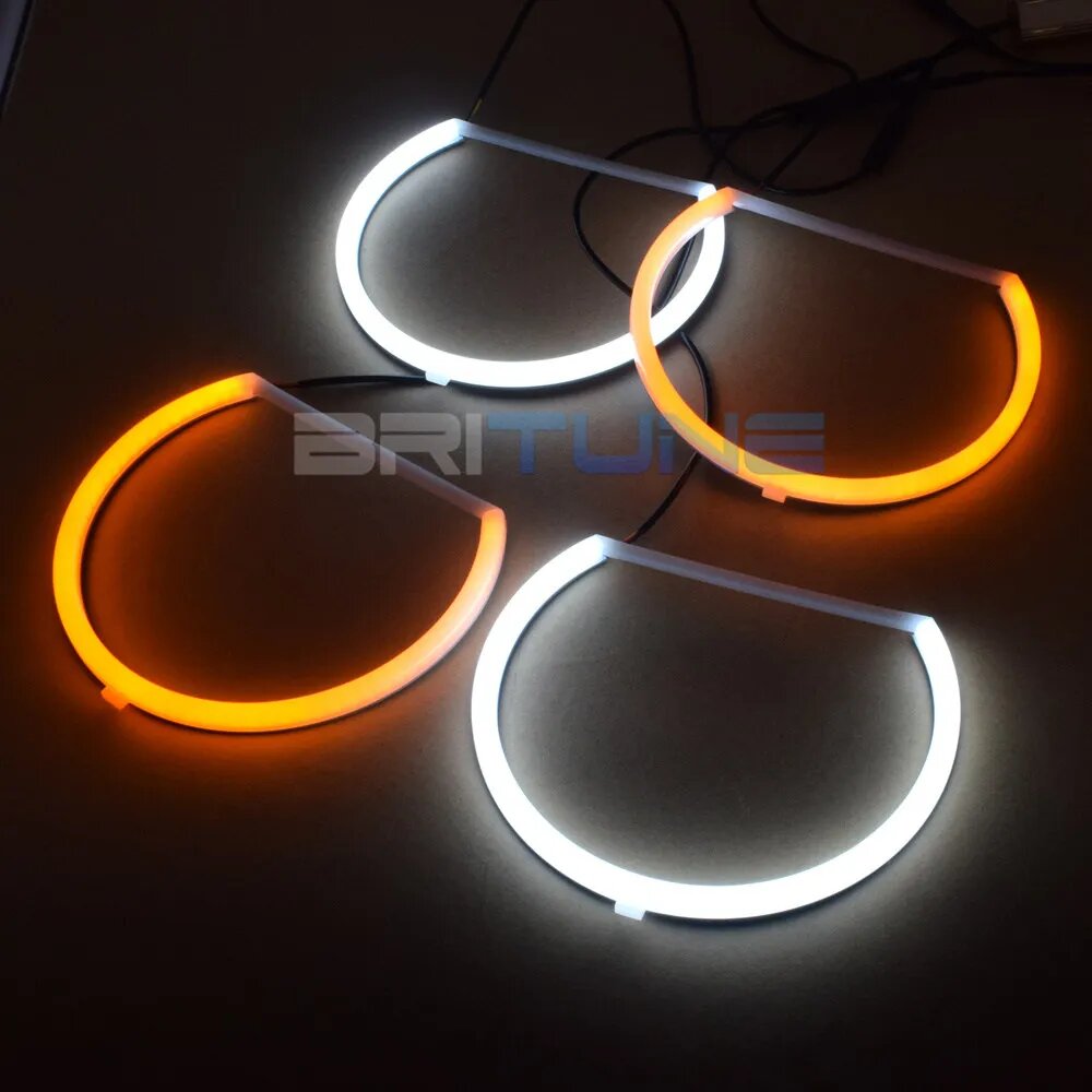 Светодиодсветодиодный фара Britune Angel Eyes для Dodge Challenger, галогенная фасветильник, хлопковый фонарь, указатель поворота, автомобильные фары, аксессуары «сделай сам» White Yellow