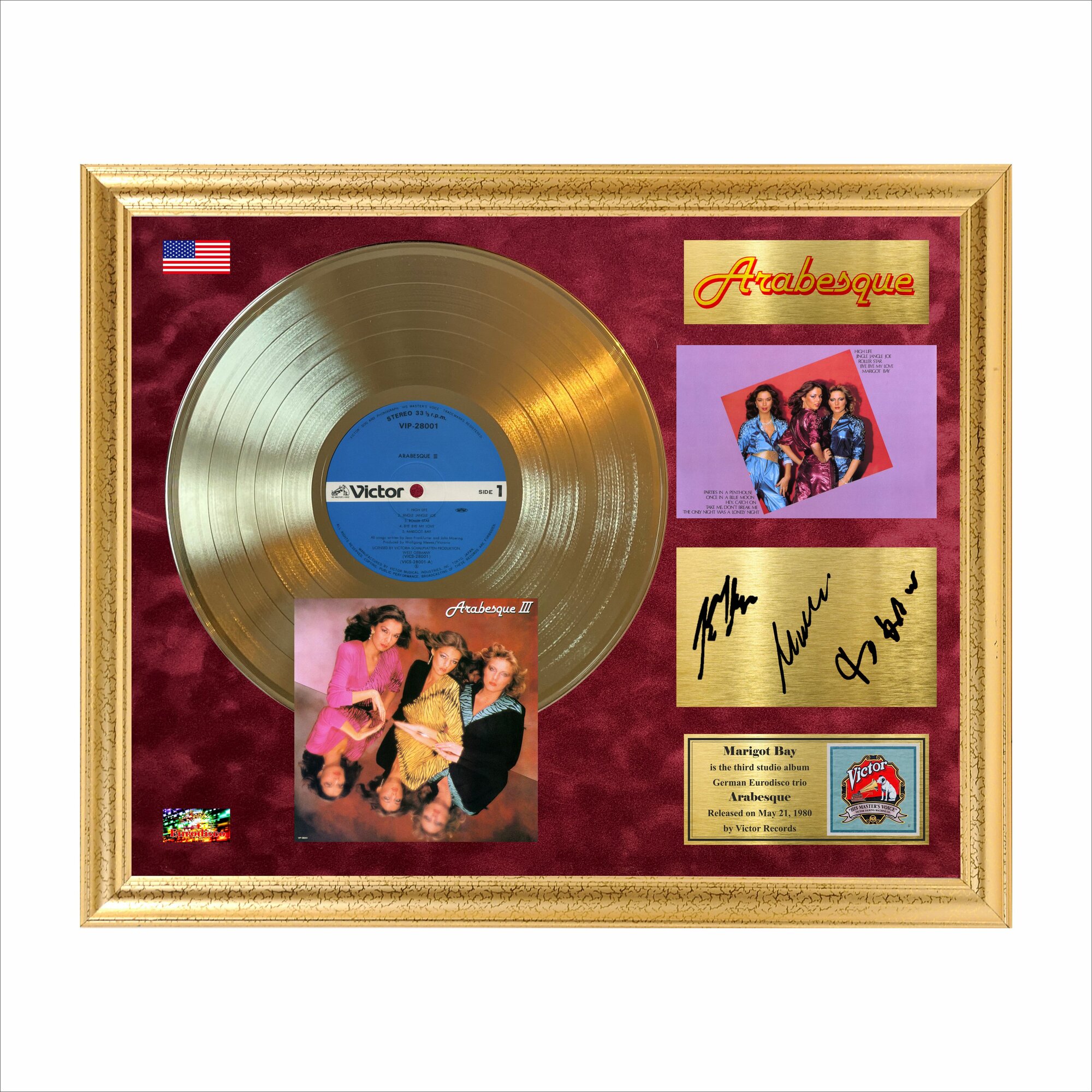 Золотая декоративная виниловая пластинка Arabesque