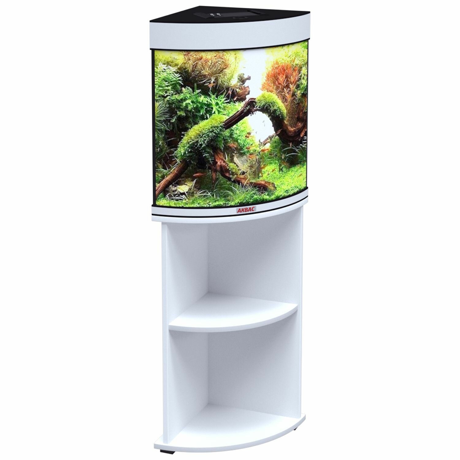 Аквариум для рыбок угловой 40 литров с освещением и тумбой, (34*34*54 см) Аквас