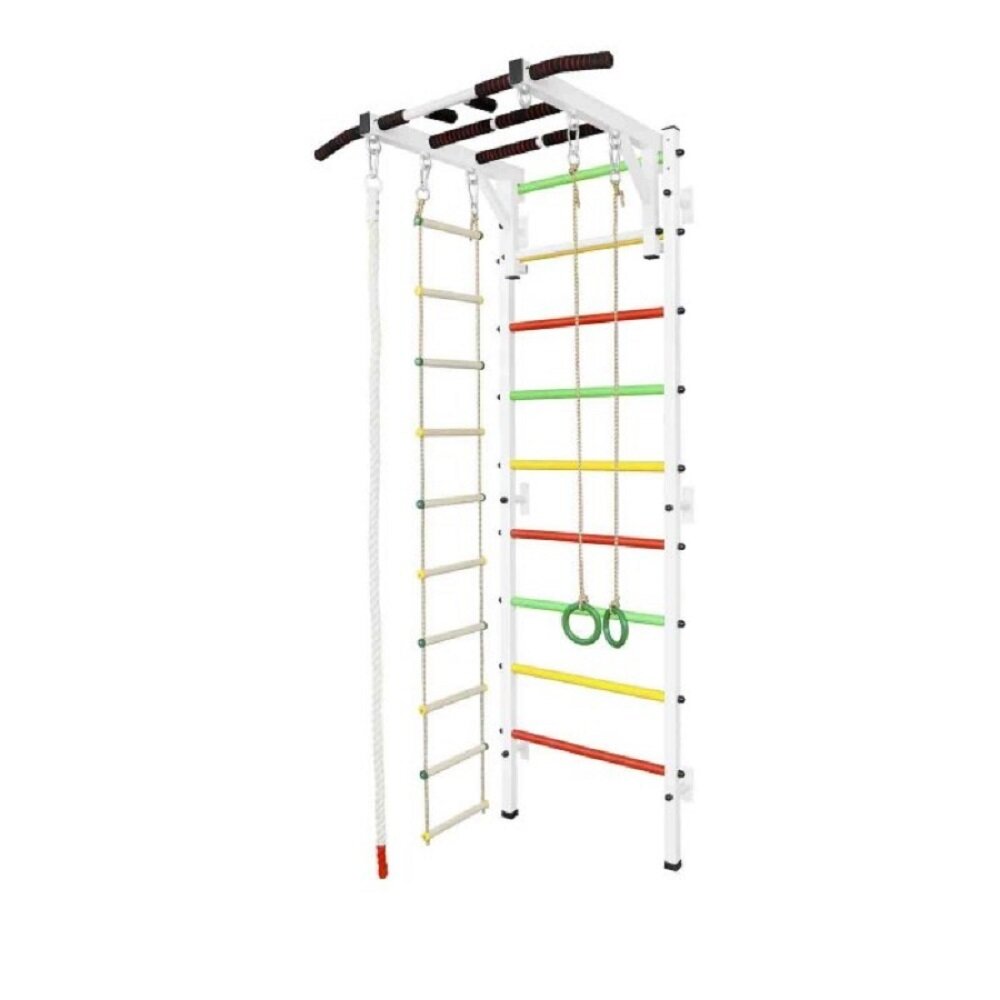 Шведская стенка S2, нагрузка 250 кг, прорезиненные перекладины, для детей и взрослых, белая