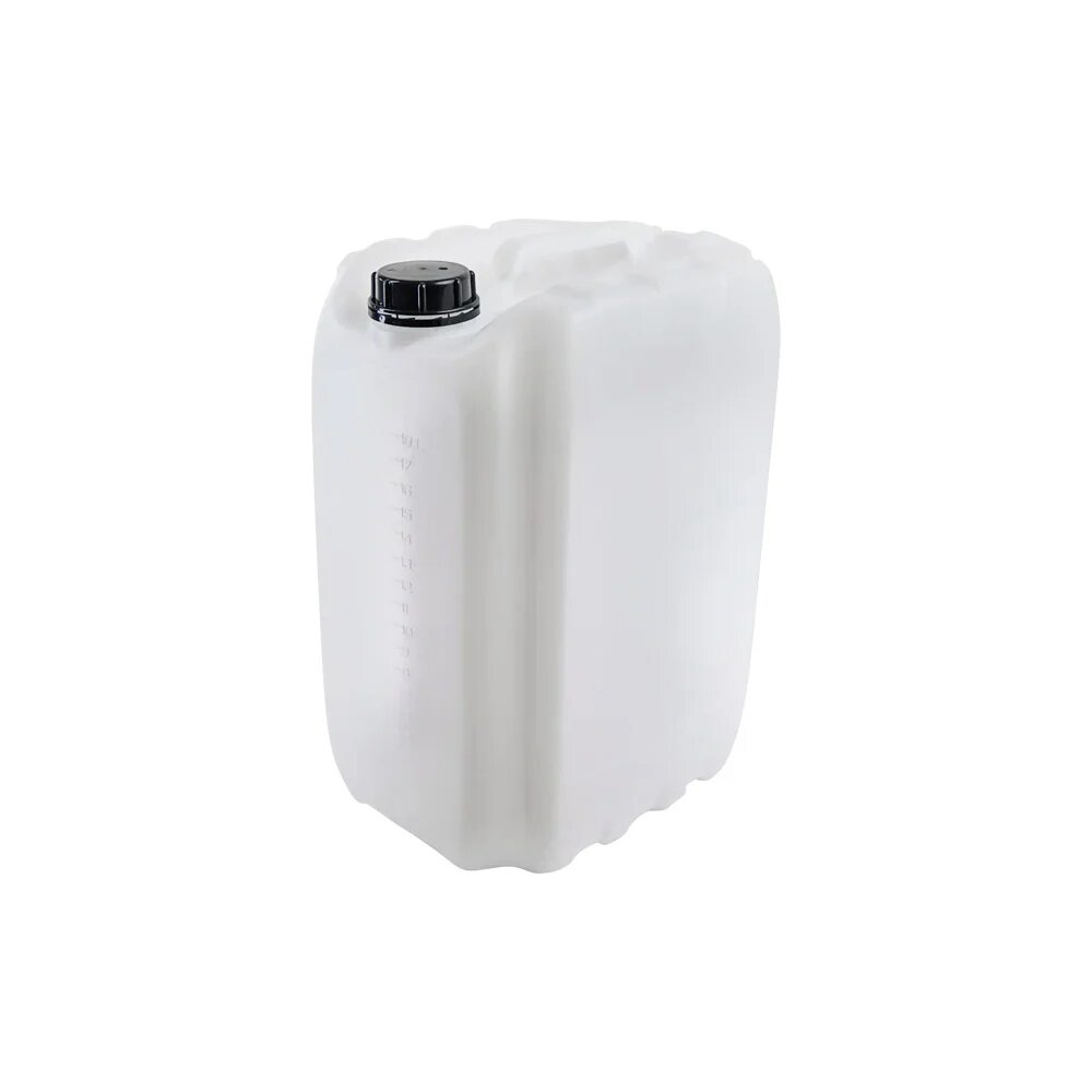 Канистра 20 л, 295x235x401 мм, со шкалой уровня, штабелируемая, антибульк, с пробкой, цвет неокрашенный Тара. ру 31737