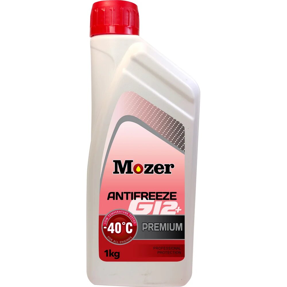 Антифриз Mozer G12+ PREMIUM красный, канистра 1 кг 4606444, 1кг, из этиленгликоля