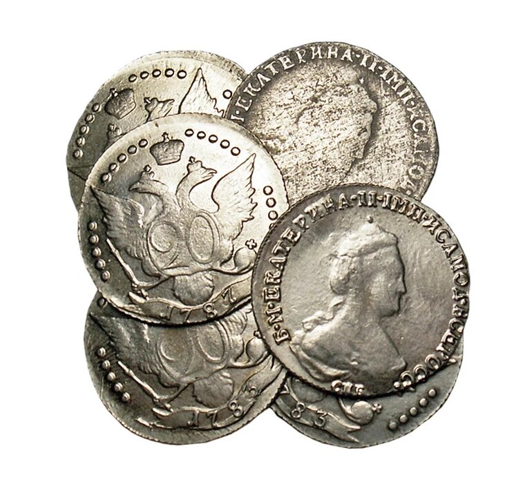 20 копеек Екатерина II, серебро 1 штука т/н сувенирная копия монеты, нумизматика, деньги для коллекции
