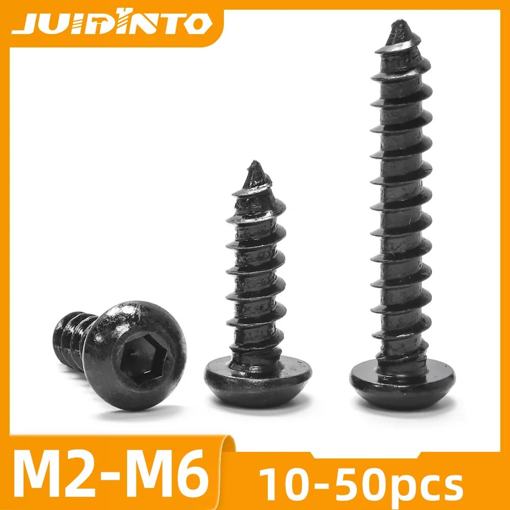 Саморезы JUIDINTO с шестигранной головкой из углеродистой стали M2-M6 M2.5 50pcs, 6mm