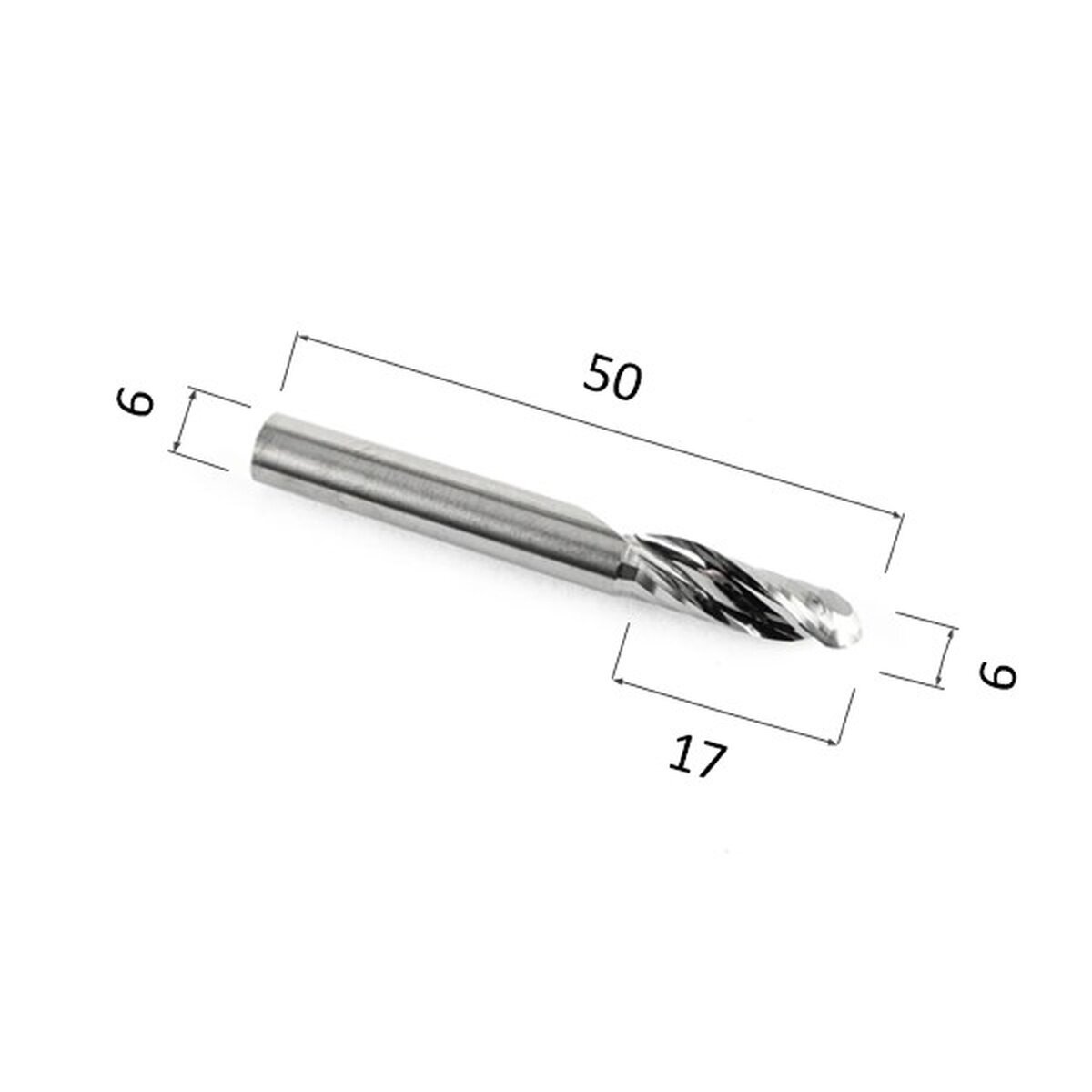 Фреза DJTOL N1LQX617 спиральная однозаходная сферическая (по дереву, пластику)