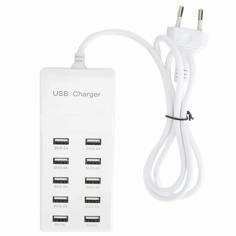 10-портовое быстрое зарядное устройство USB, адаптер питания, 5 В, 10 А, высокоскоростная зарядка нескольких устройств одновременно