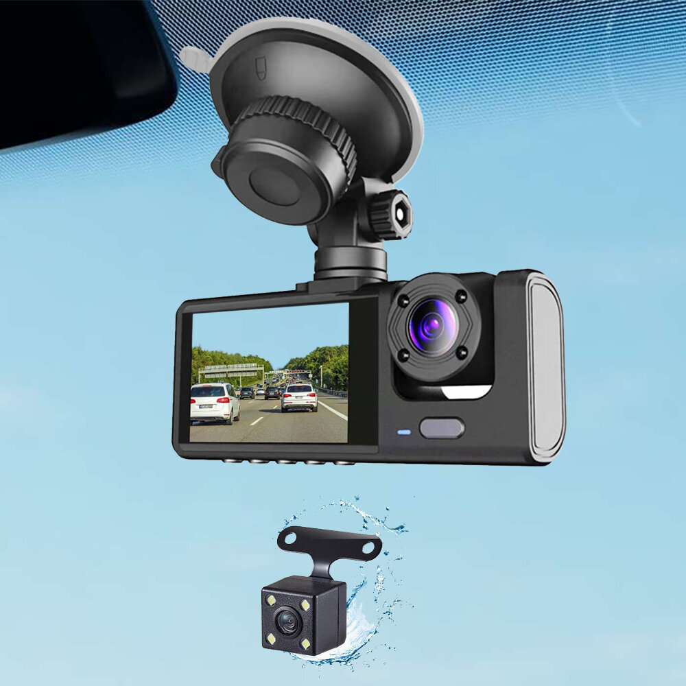 2-дюймовый видеорегистратор Авторегистратор Автомобильная видеорегистратор для автомобиля с 3 объективами Камера ИК-подсветка для ночного видения Подключение к WiFi